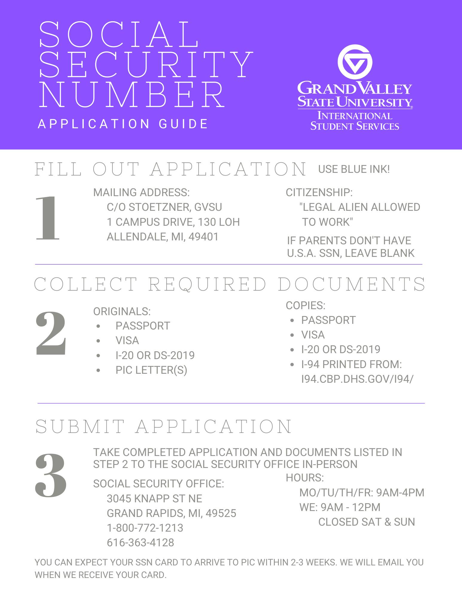 Social Security Information - International Students - Grand Valley ...